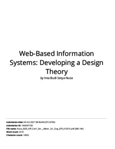 Web-Based Information Systems: Developing a Design Theory - Repository